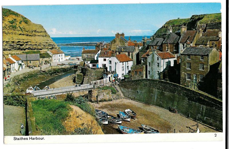 Staithes Harbour, PPC Unposted by Bamforth, with Fishing Boats, Houses ...