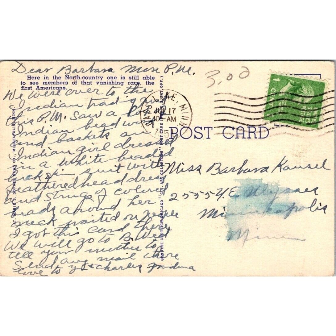 Vintage Linen Postcard, Indian Chief in Full Regalia G5, Divided Back ...