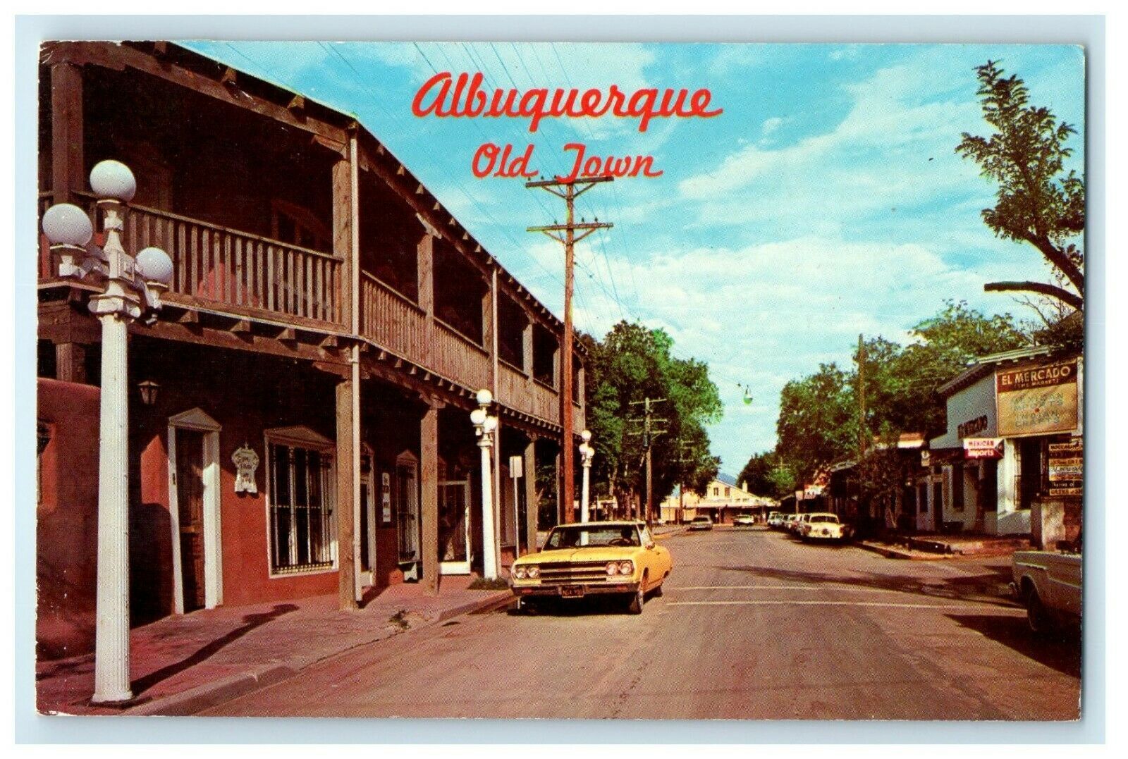 1967 Albuquerque New Mexico NM, Old Town Plaza Car Red Mountain Vintage ...