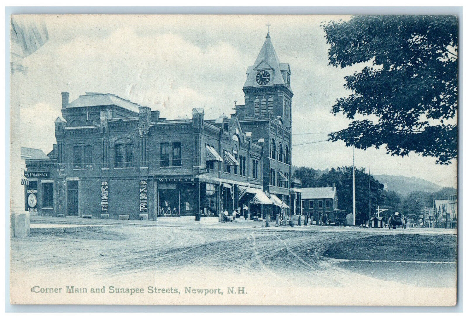 1917 Corner Main And Sunapee Streets Newport New Hampshire NH Antique ...