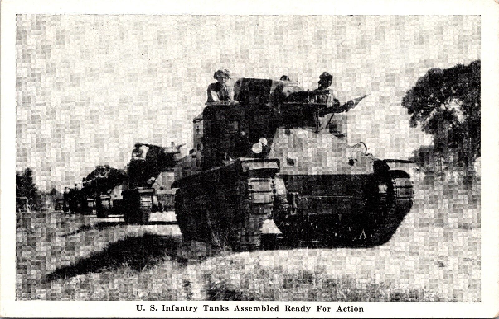 Vtg US Infantry Tanks Assembled Ready for Action 1940s WWII Postcard ...