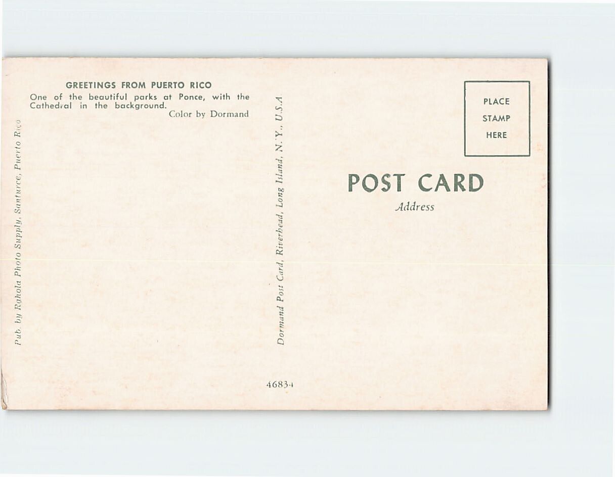 Postcard One of the beautiful parks at Ponce, Puerto Rico | Latin ...