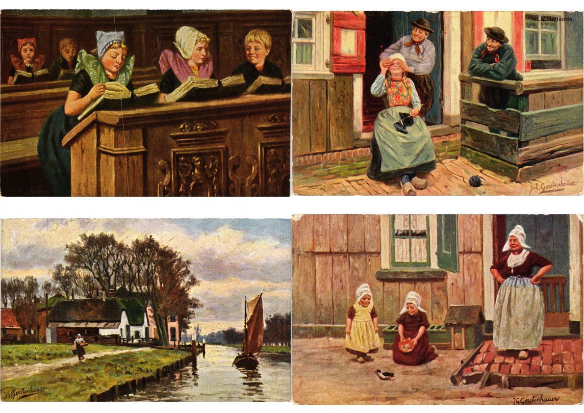 Gersten Hauer Illiustrateur Artist Signed Mostly Dutch Folklore 87 CPA ...
