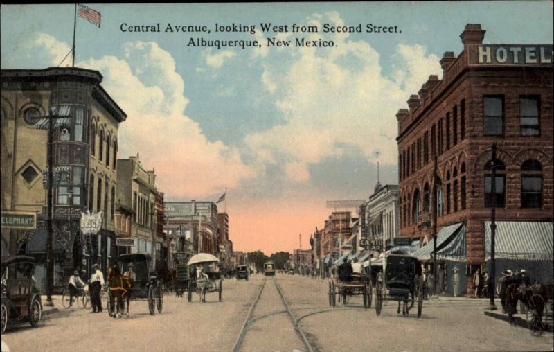 Albuquerque New Mexico NM Central Ave Trolley Streetcar c1910 Vintage ...
