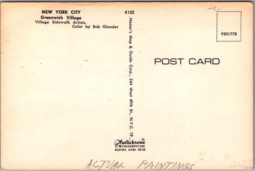 Vintage 1970s NEW YORK CITY Postcard "Greenwich Village - Sidewalk ...