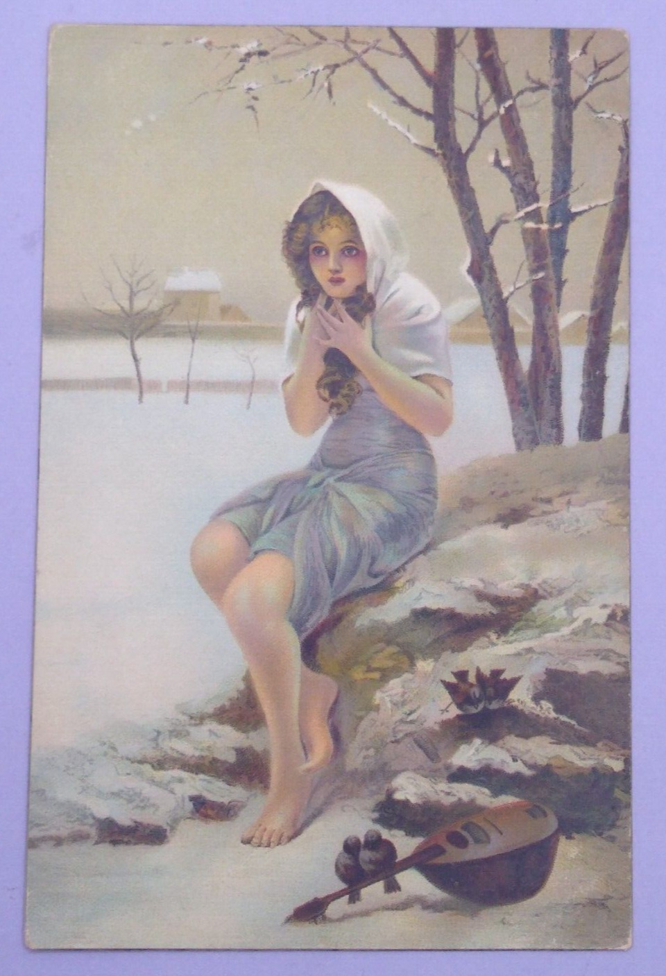 1920s Art Deco Glamour Signed Daynes Grassot Lute Birds Vintage ...