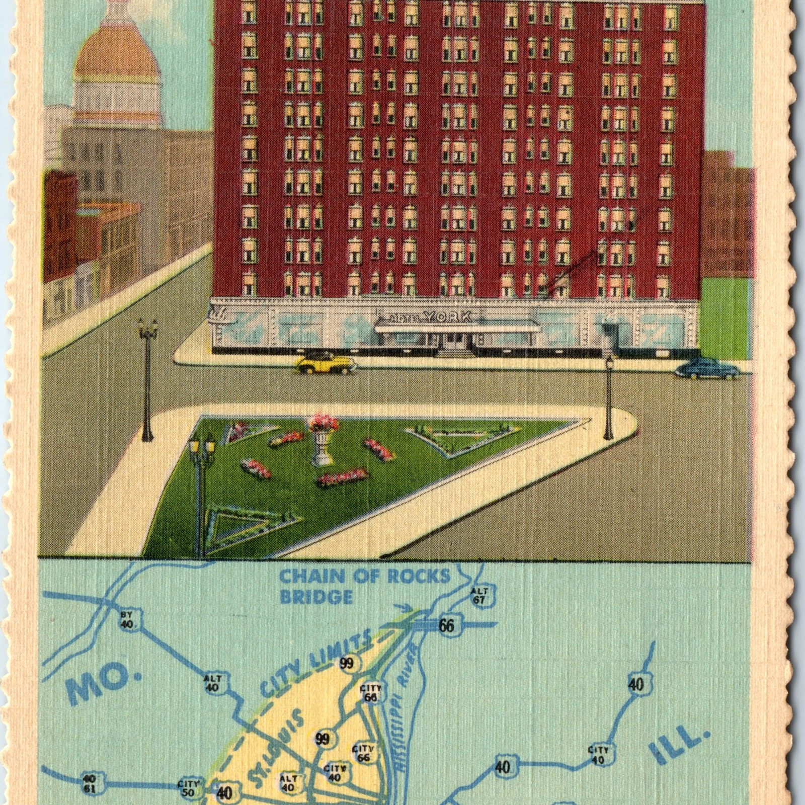 c1940s St. Louis MO Hotel York Advertising Map Direction Linen PC Room ...