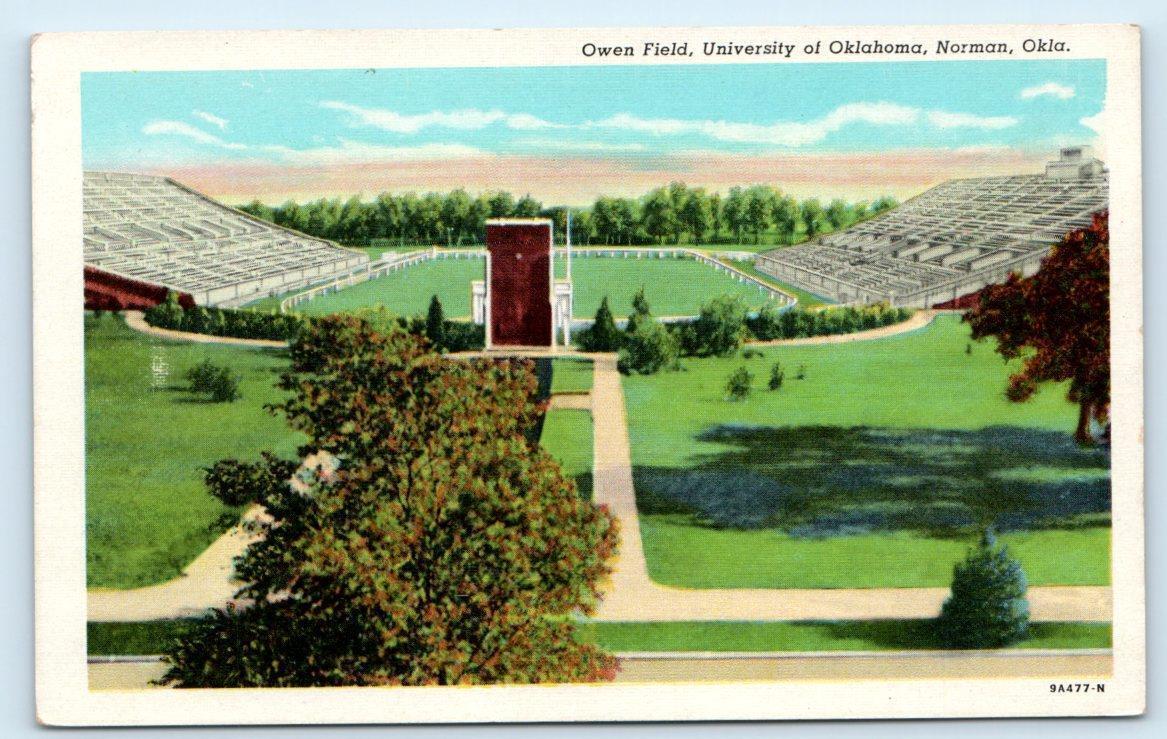 NORMAN, OK ~ University of Oklahoma OWEN STADIUM c1950s Curteich Linen ...