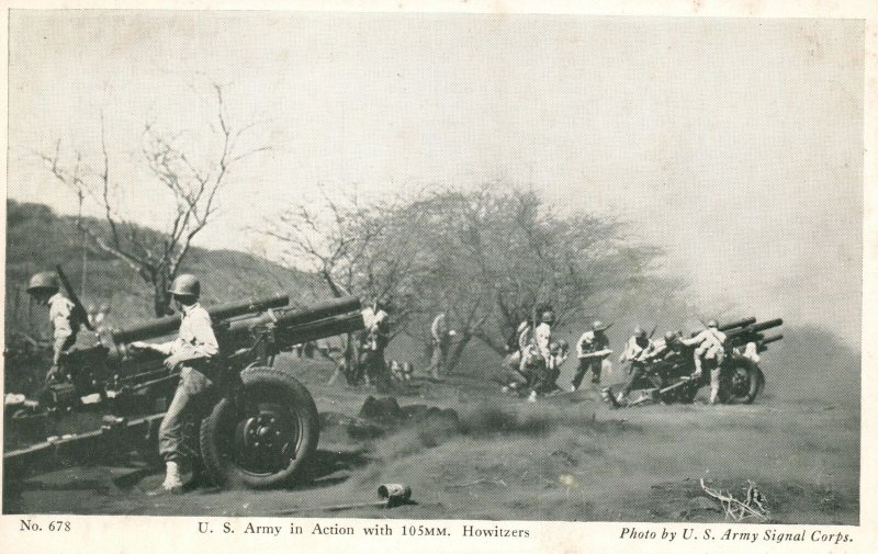 Vintage Postcard 1930's U. S. Army in Action w/ 105MM. Howitzers ...