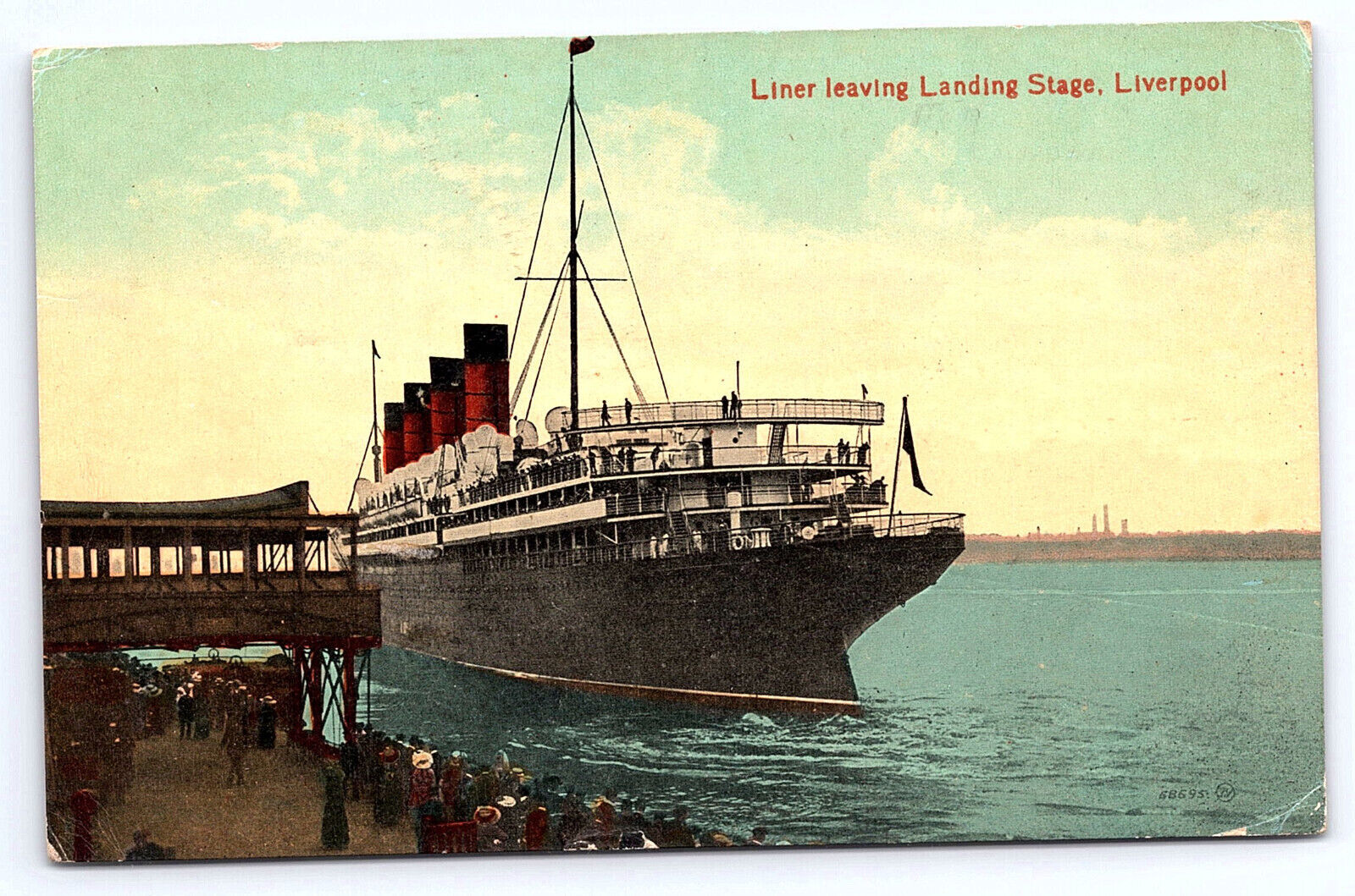 Liverpool England UK Steamer Liner leaving landing stage Postcard ...