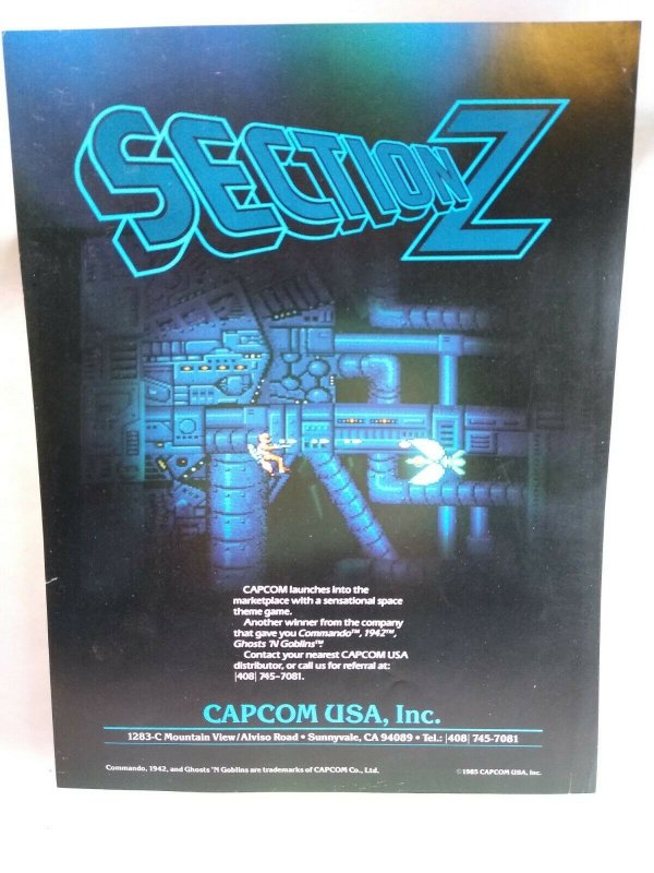 Section Z Video Arcade Game Flyer 1985 Original 8.5" x 11" Vintage ...