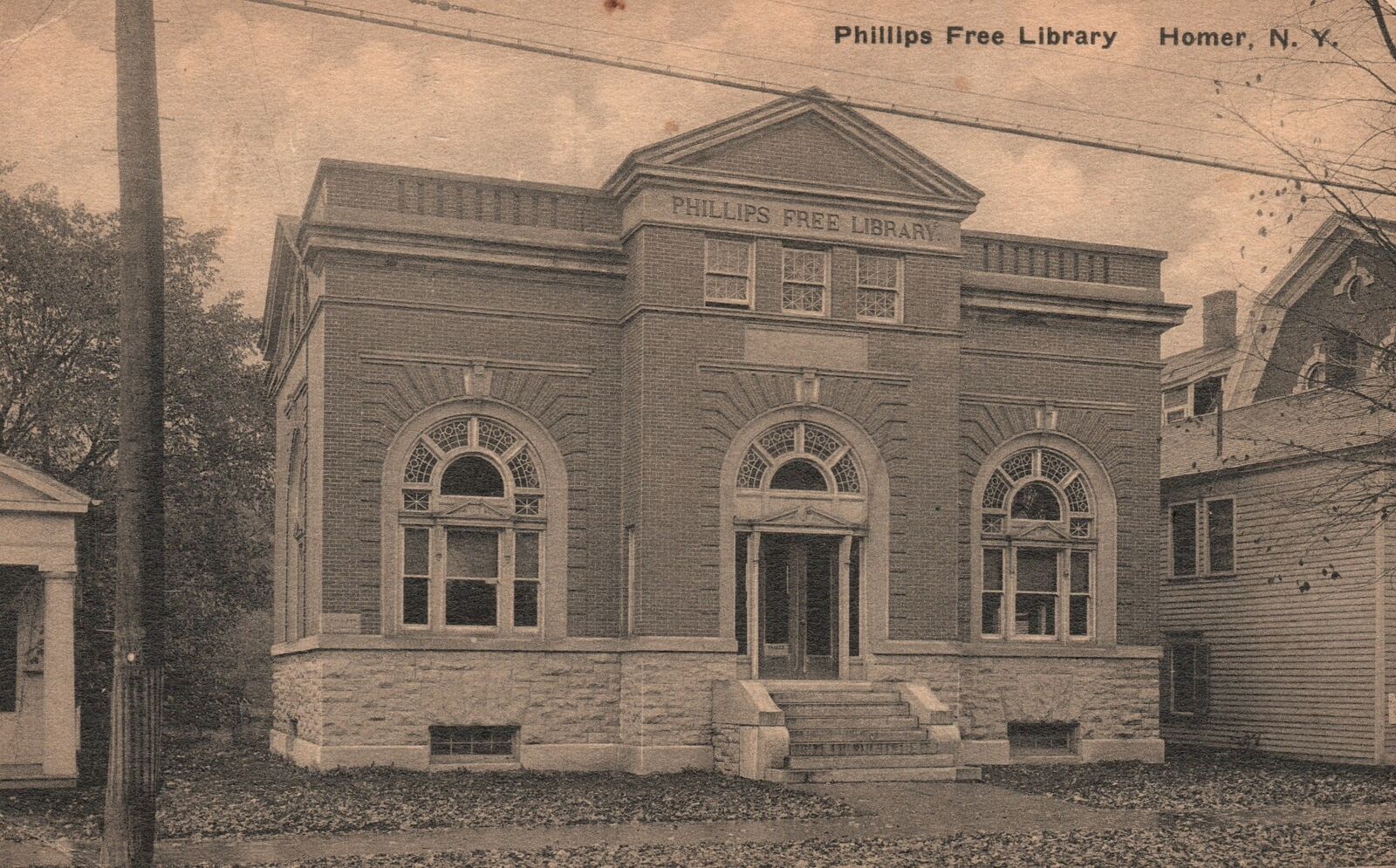 Vintage Postcard 1910's Phillips Free Library Homer New York Miller ...