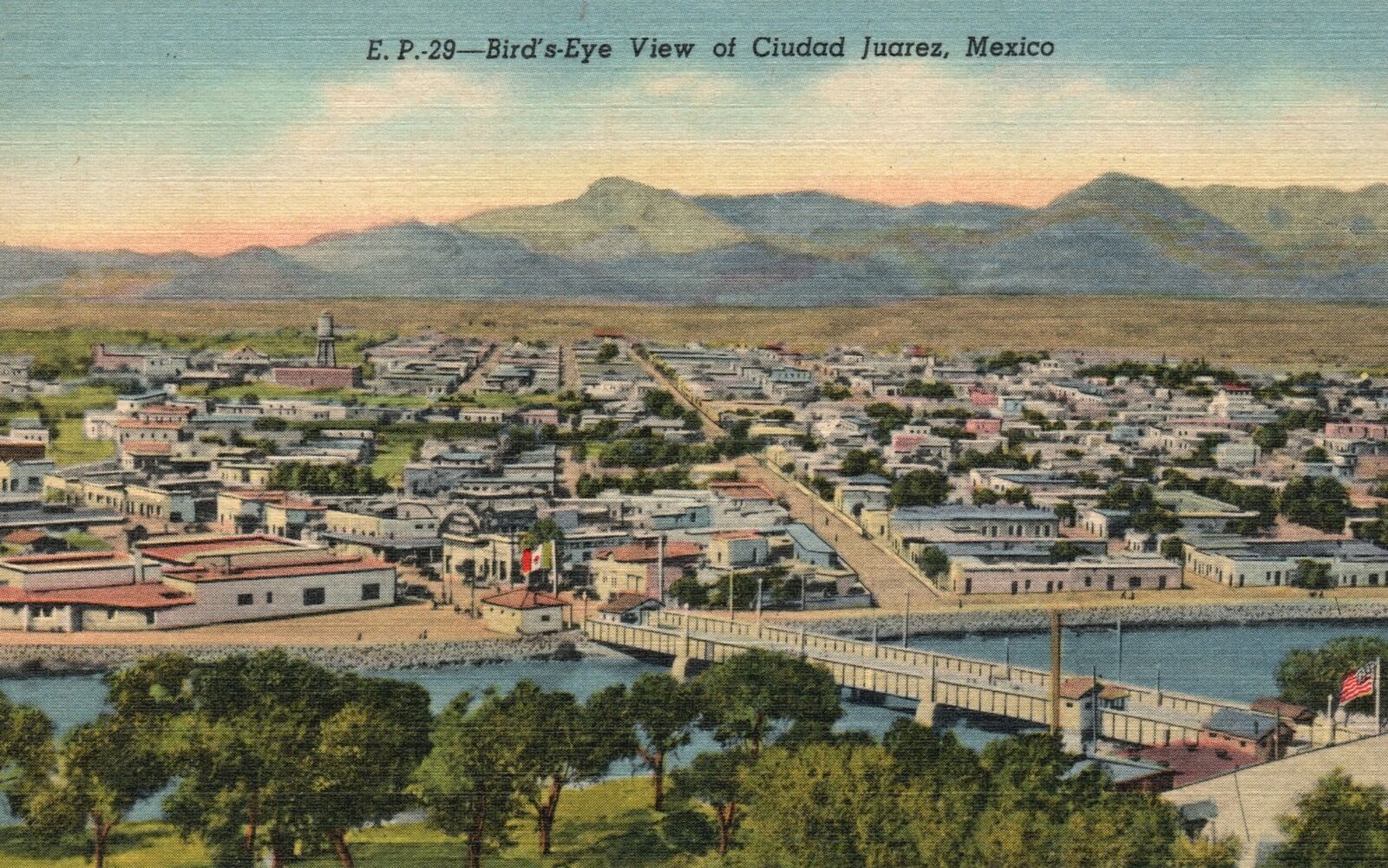 Vintage Postcard 1930's Birds Eye View of Ciudad Juarez Mexico MX ...