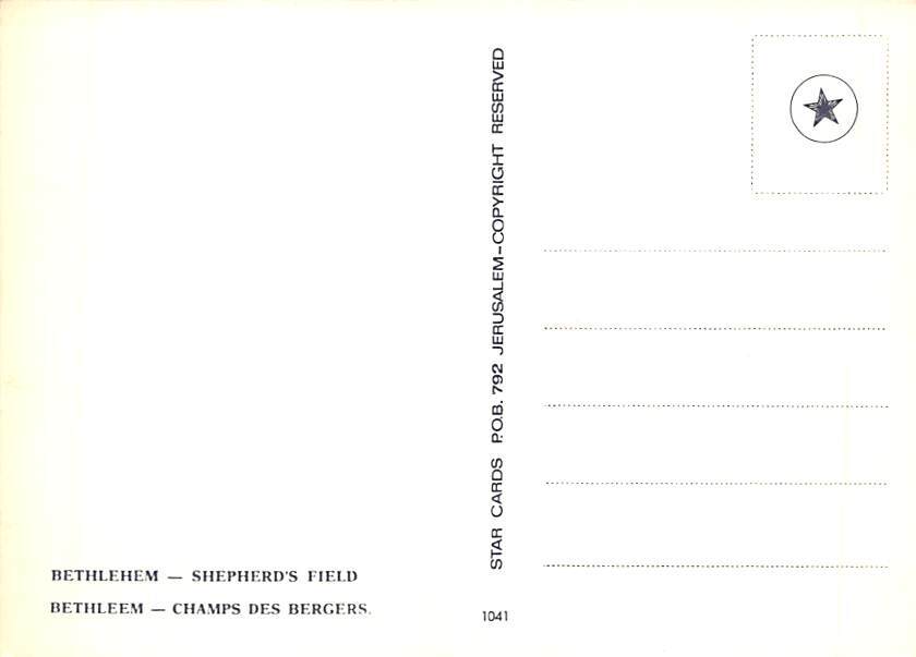 Bethlehem Bethlehem, Shepherd'S Field | Topics - Other, Postcard ...