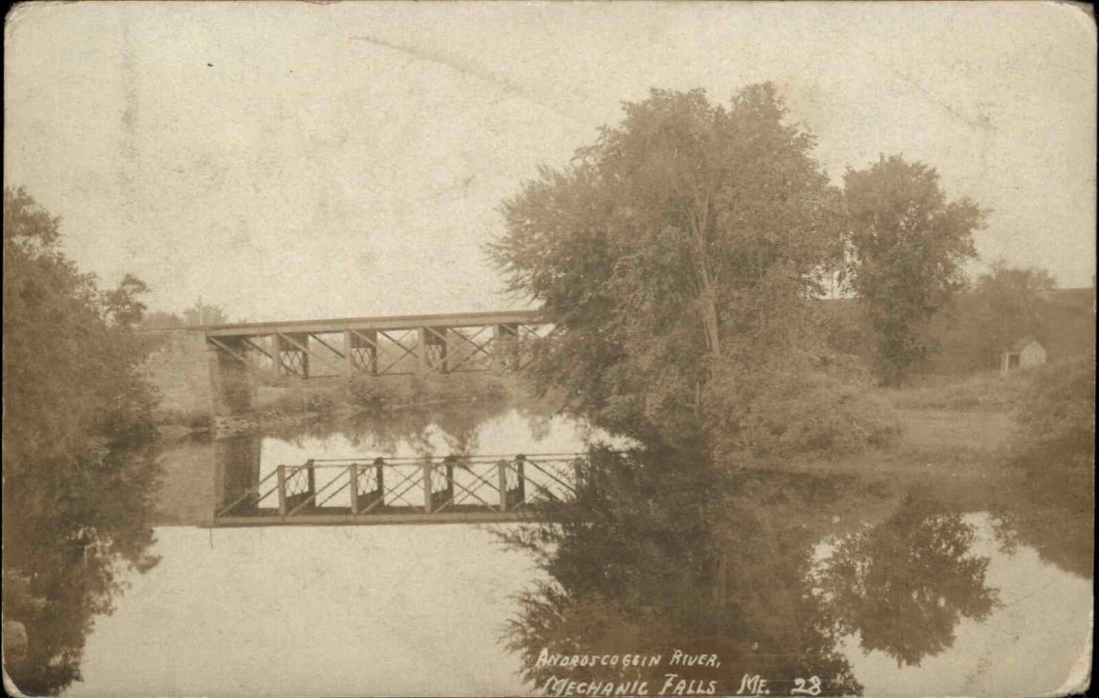 Mechanic Falls Maine ME Androscoggin River Bridge c1900s-20s Real Photo ...