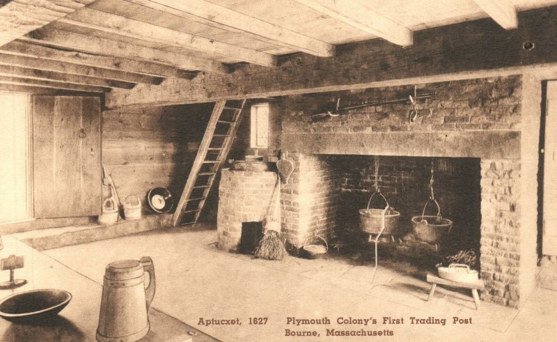 Vintage Postcard 1930's Plymouth Colony First Trading Post Bourne ...