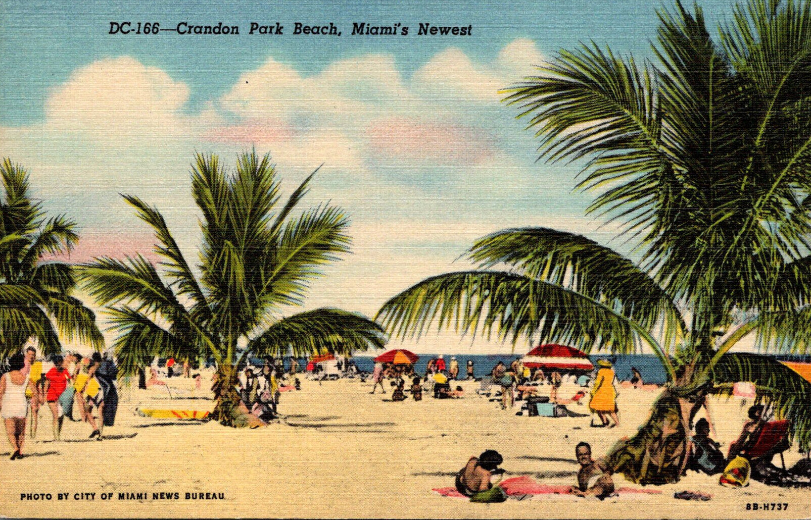 Florida Miami Crandon Park Beach Curteich | United States - Florida ...