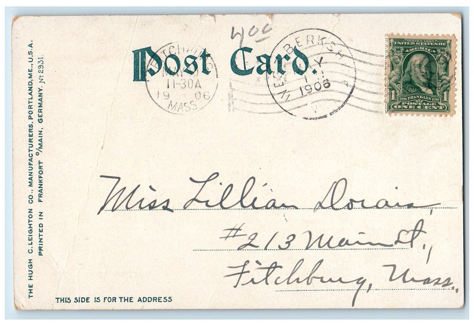 1906 Marble Quarry Officer Checking Staff House West Rutland Vermont VT ...