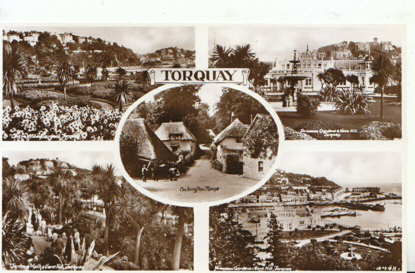 Devon Postcard - Views of Torquay - Real Photograph - Ref 9520A ...