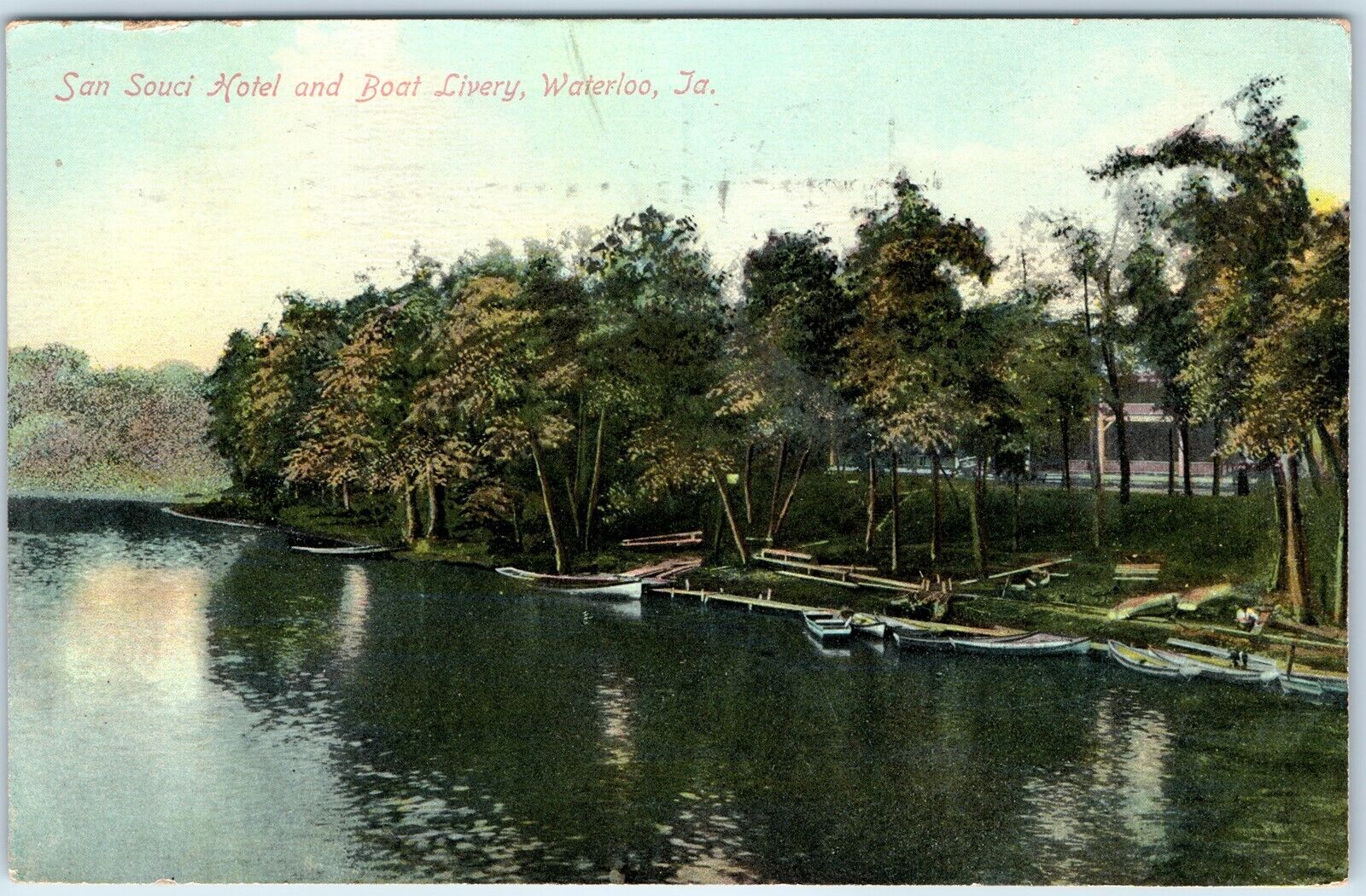 c1900s Waterloo, IA San Souci Hotel Boat Livery Cedar River PC Resort ...