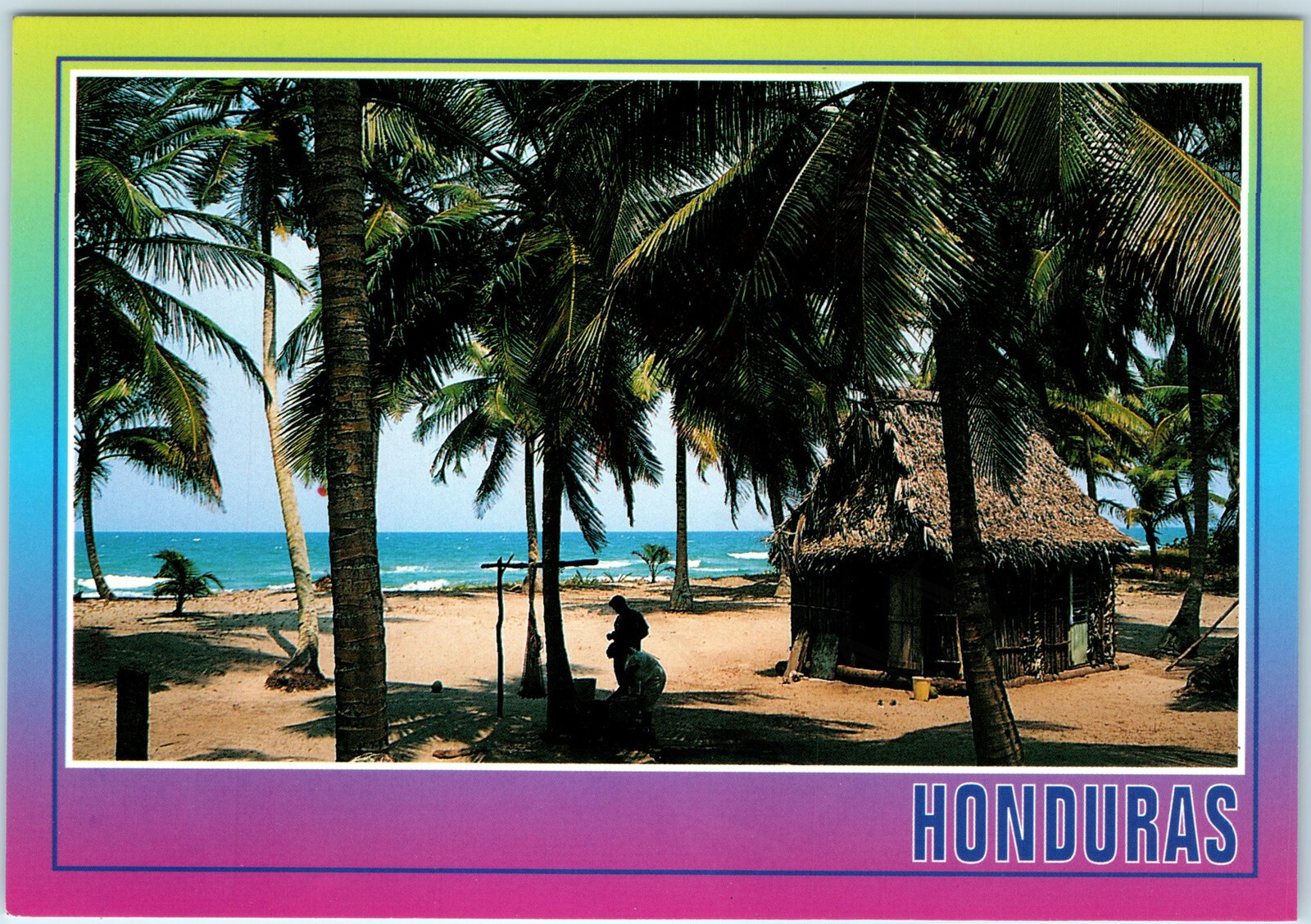 c1990s Tornabe, Honduras Garifuna Hut Beach Jumbo Postcard Palm Ocean ...