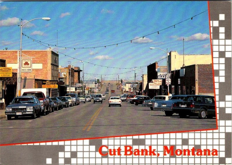 2~4X6 Postcards Cut Bank, MT Montana STREET SCENE Bar~Elk's Club+ ...