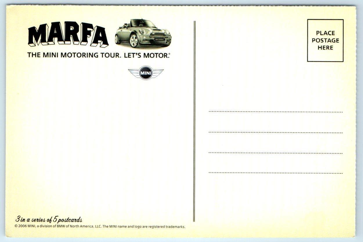 MINI COOPER Large Letter Advertising MARFA, TEXAS 2006 ~ 4"x6" Art ...