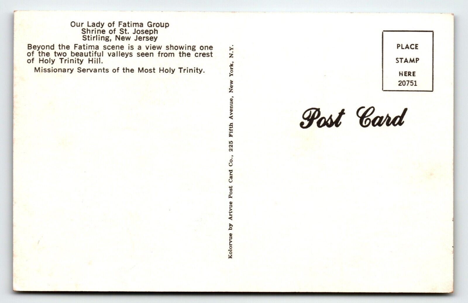 Our Lady Of Fatima Shrine Of St. Joseph NJ Postcard Stirling New Jersey ...