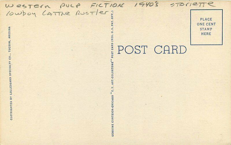 1940s Western Pulp Fiction Storiette Cowboy Cattle Rustler Postcard 21 ...