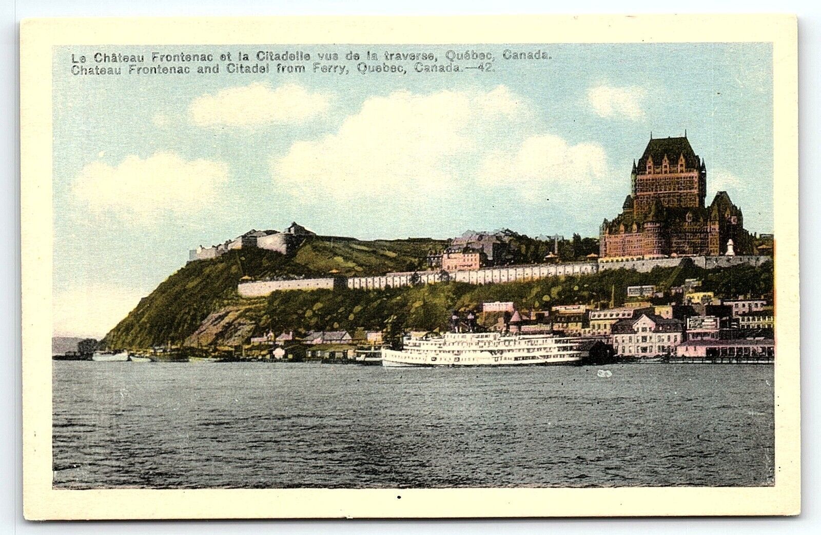 1920s Quebec Canada Chateau Frontanac and Citadel From Ferry Postcard ...