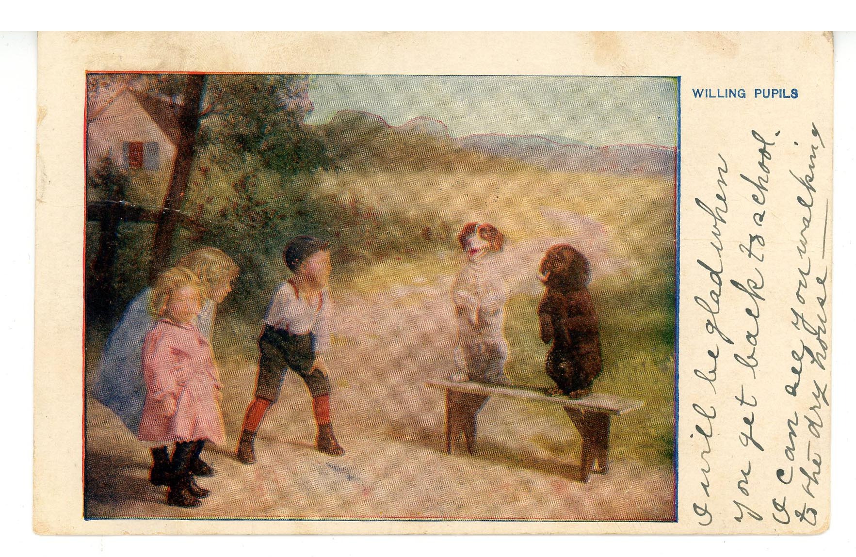 "Willing Pupils" Kids and Dogs (crease) | Topics - People - Children ...