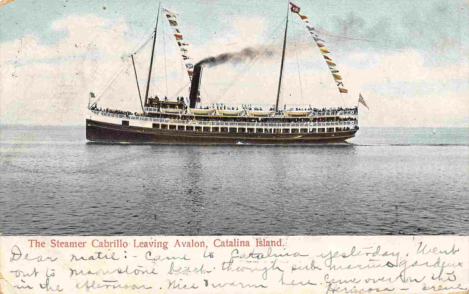 Steamer Cabrillo Leaving Avalon Catalina Island California 1905 ...