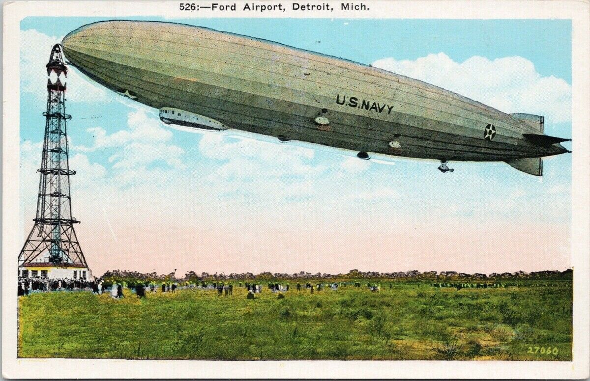 Ford Airport Detroit Michigan US Navy Blimp c1931 Postcard G42 | United ...