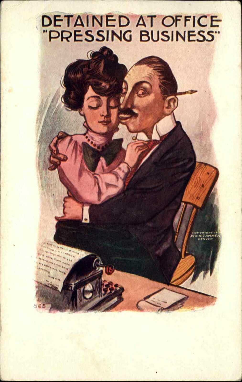 Boss w Secretary in Lap SEXUAL HARASSMENT MISOGYNY c1910 Postcard ...