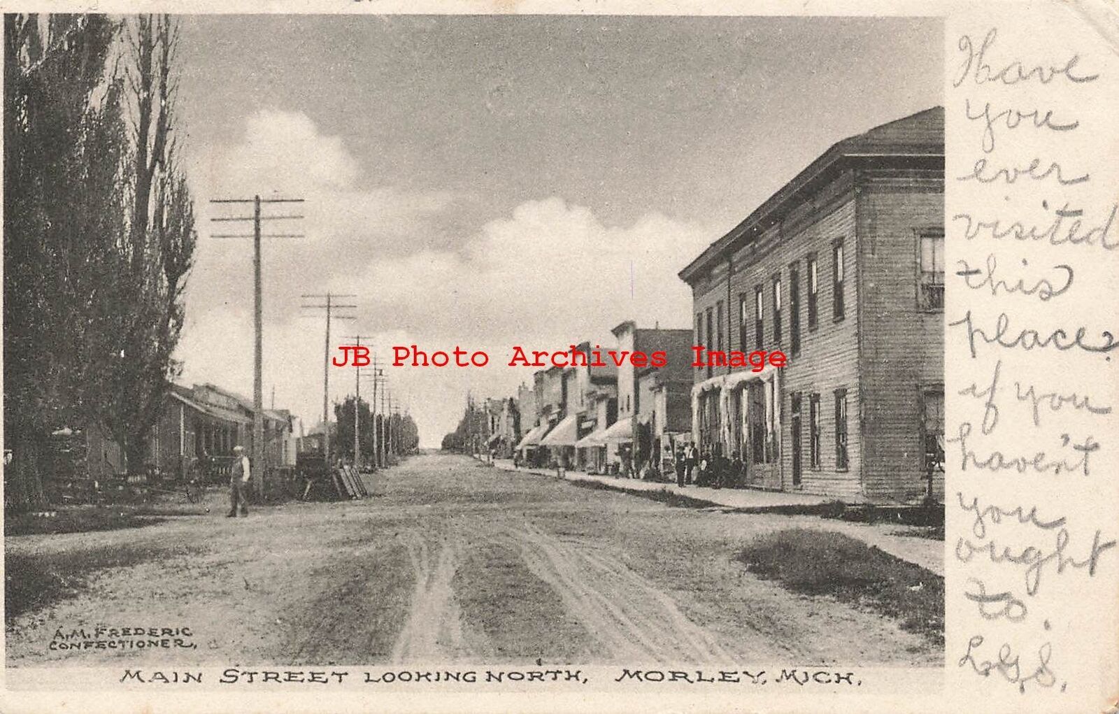 MI, Morley, Michigan, Main Street, Looking North, Business Area, 1907 ...