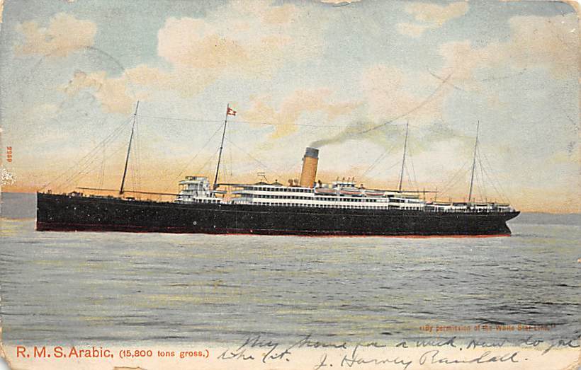 SS Arabic White Star Line 1905 | Topics - Other, Postcard / HipPostcard
