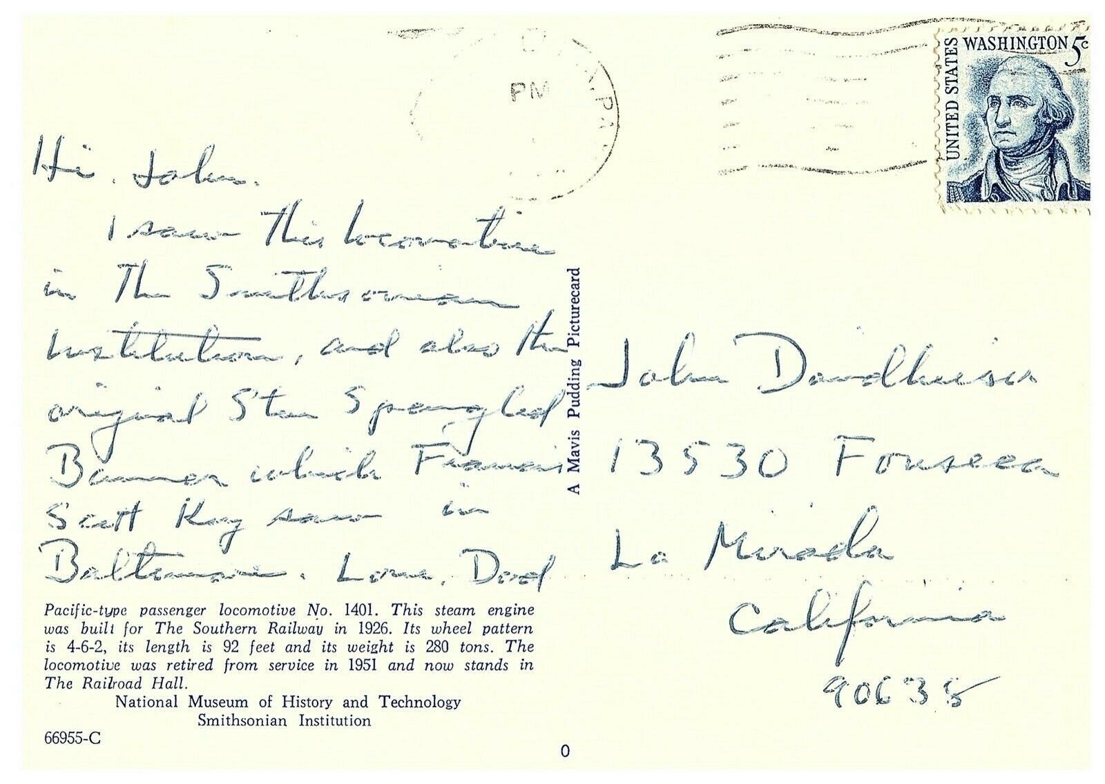 Vintage Posted National Museum of History and Technology Train Postcard ...