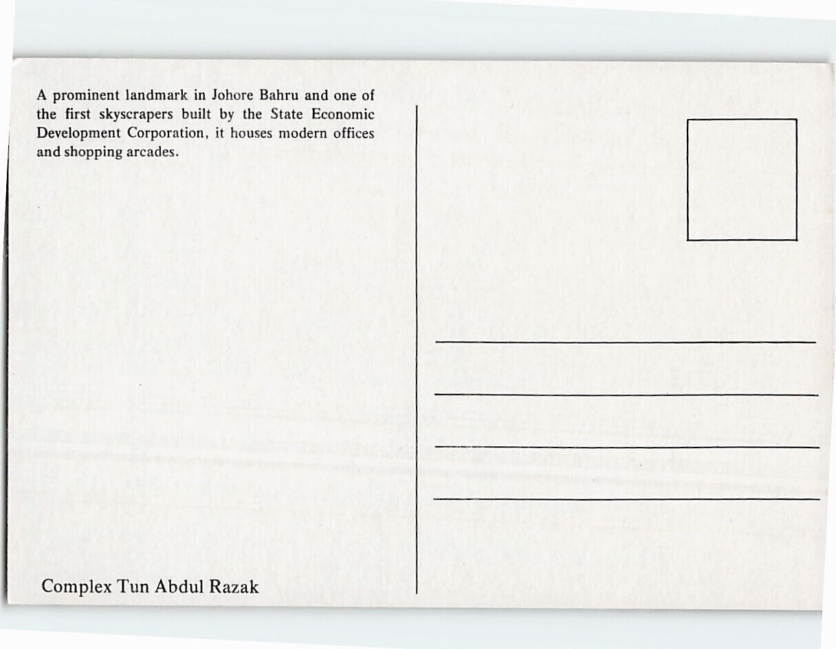 Postcard Complex Tun Abdul Razak, Johor Bahru, Malaysia | Asia & Middle ...