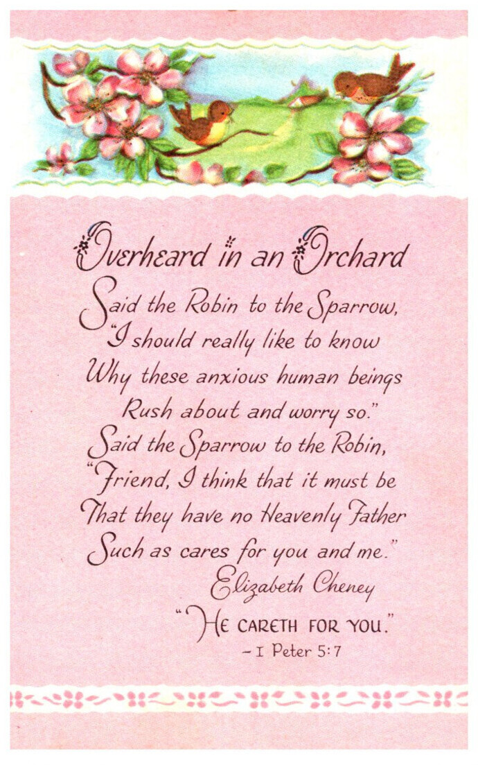 Religion Poem by Elizabeth Cheney , 1 Peter 5:7 | Topics - Religious ...