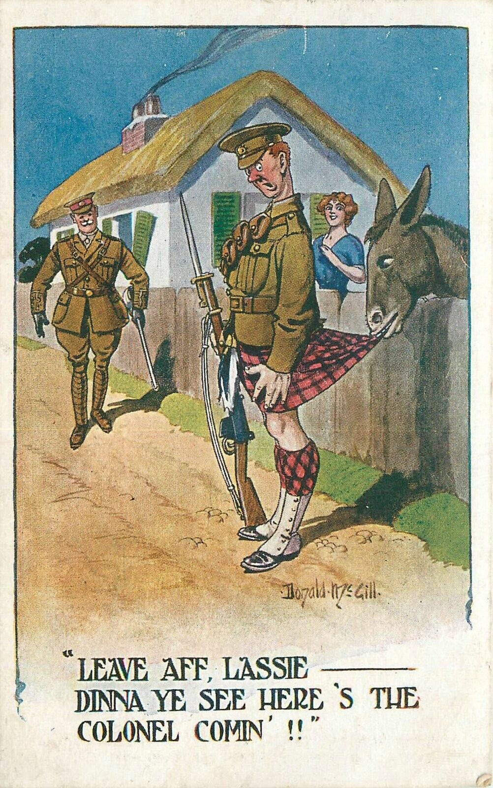 Postcard 1916 Donald McGill Scottish Solder Kilt Comic Humor Inter Art ...