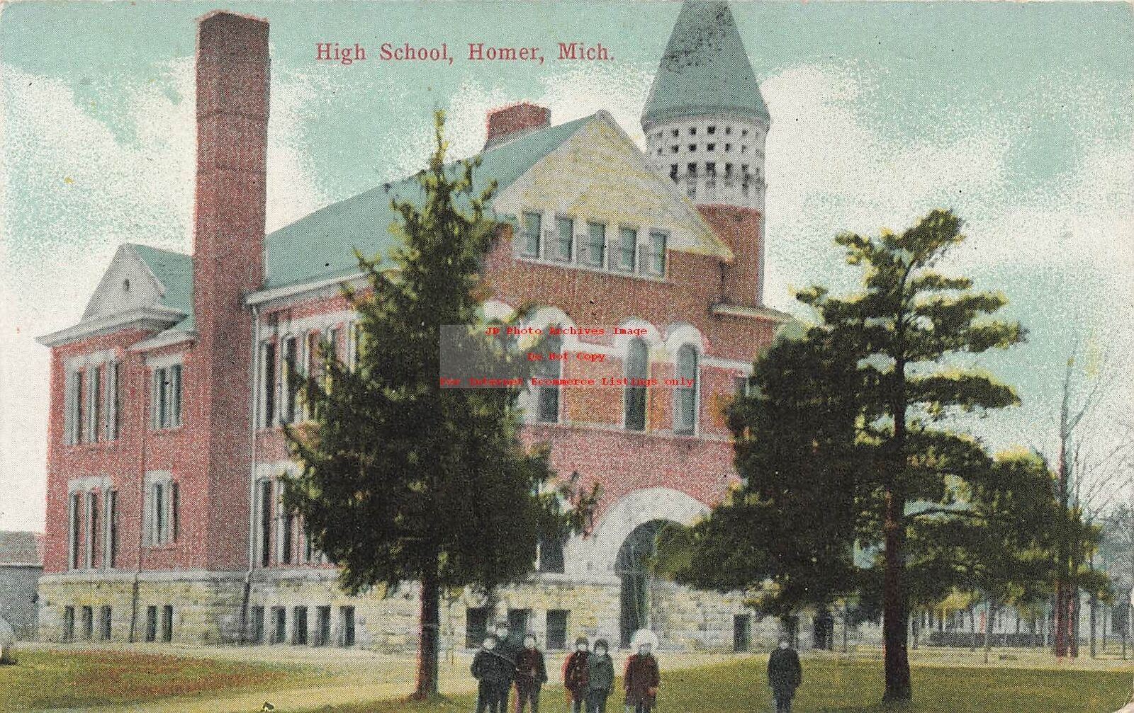 MI, Homer, Michigan, High School Building, Exterior View, 1911 PM ...