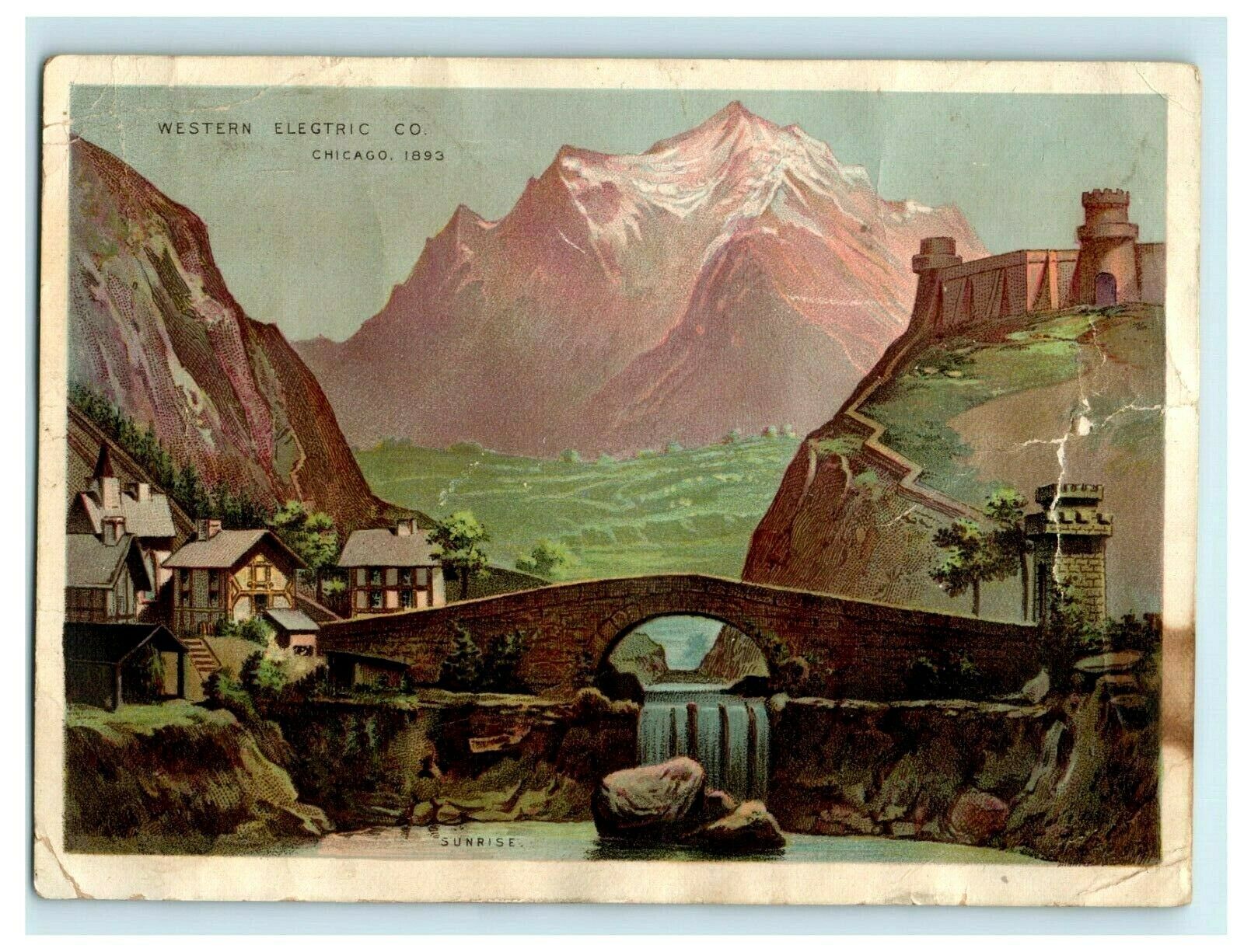 1893 Western Electric Co. Mountains Bridge #5H | Ephemera - Chromo ...