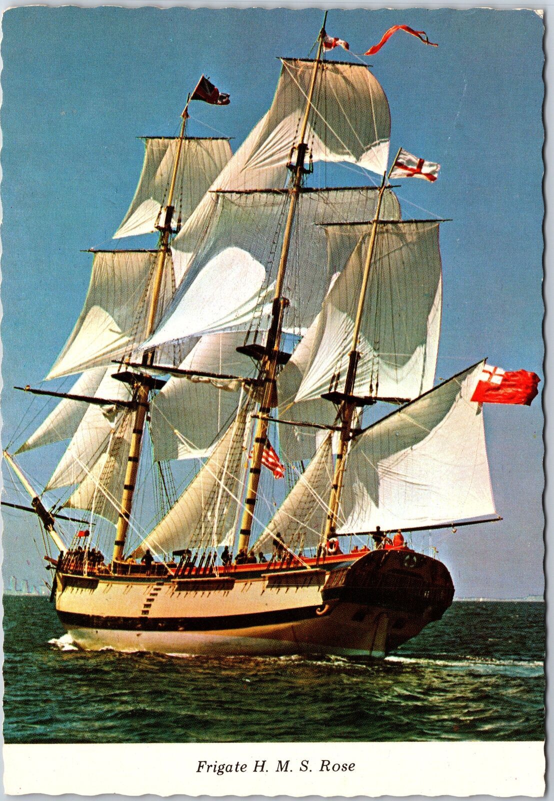 Vintage Continental Sized Postcard Frigate H. M. S Rose of the ...