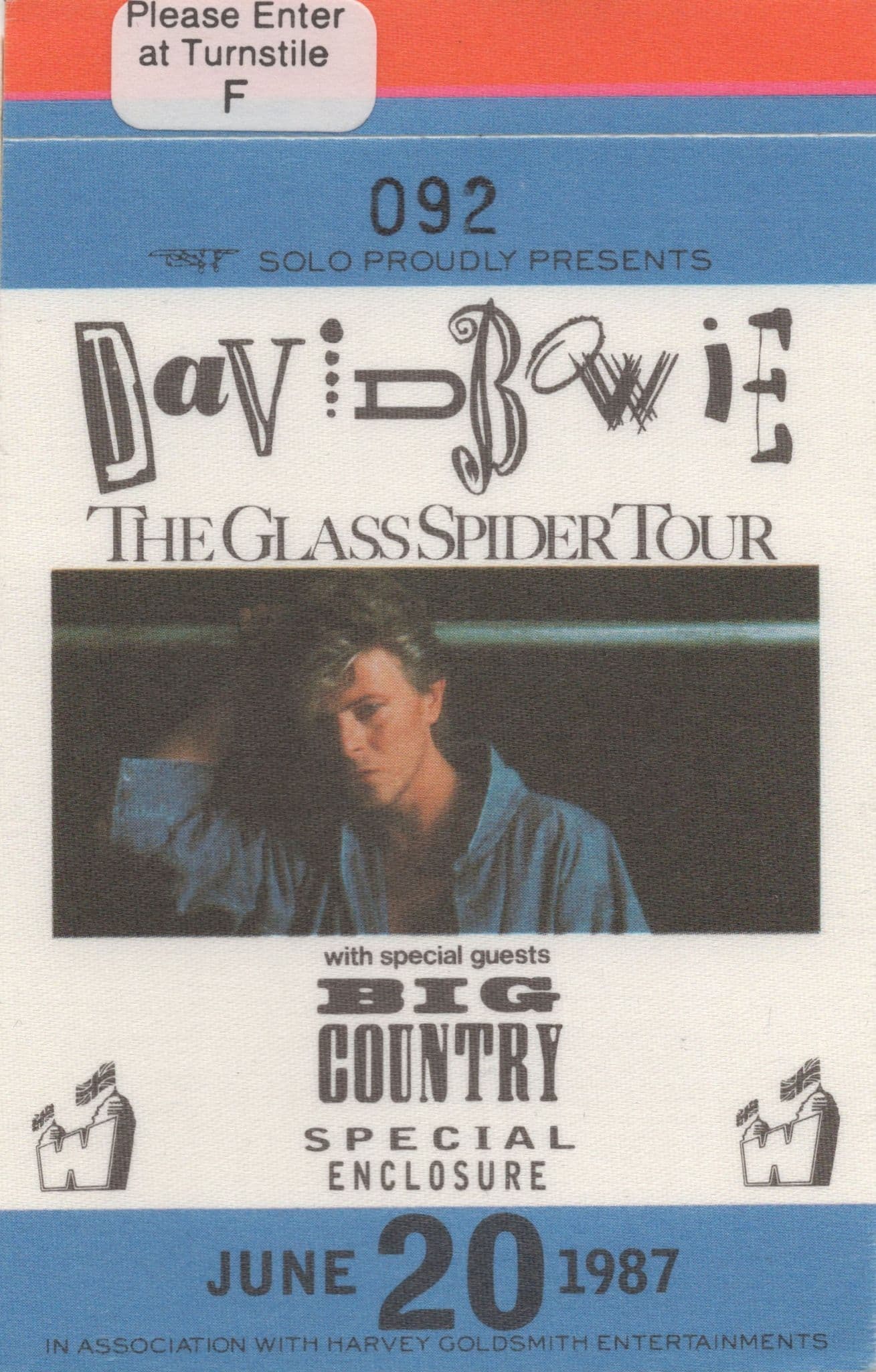David Bowie Glass Spider Tour SPECIAL ENCLOSURE Rare 1987 Ticket ...