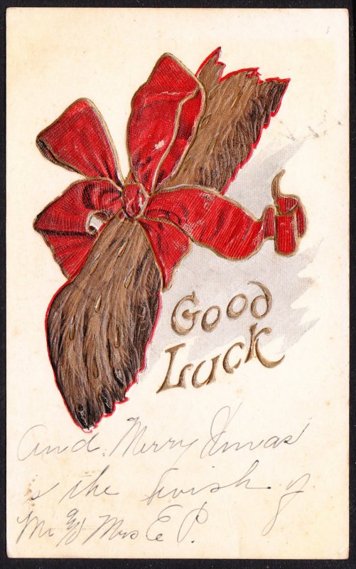 Good Luck card - Embossed Rabbit’s Foot | Topics - Other, Postcard ...