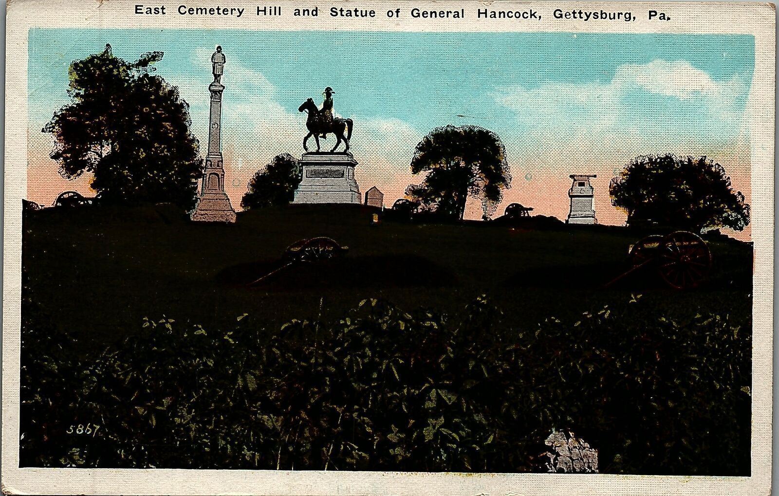 1930s Gettysburg PA Statue General Hancock Civil WAR Cannon Postcard 29 ...