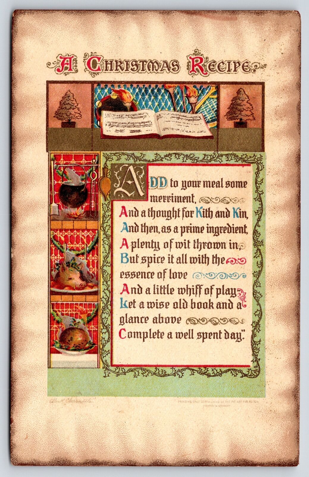 Ellen Clapsaddle Christmas Poem Recipe~Pig Head Platter~Plum Pudding ...