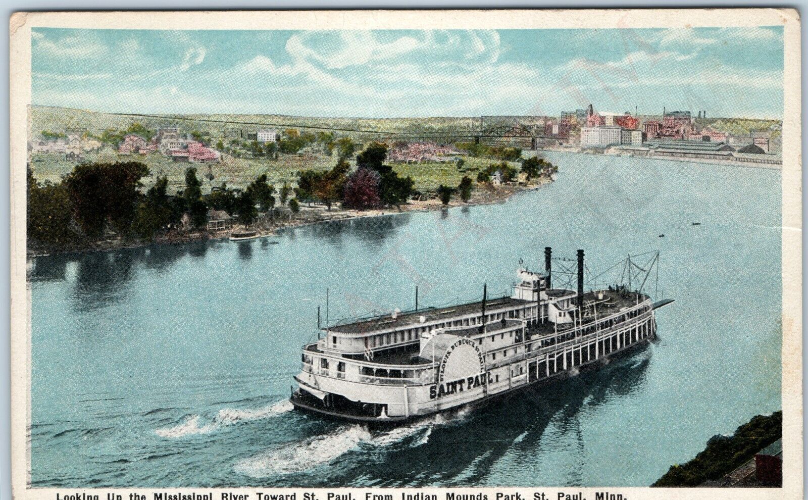 c1910s Steamer St. Paul Mississippi River Indian Mound Park, Streckfus ...