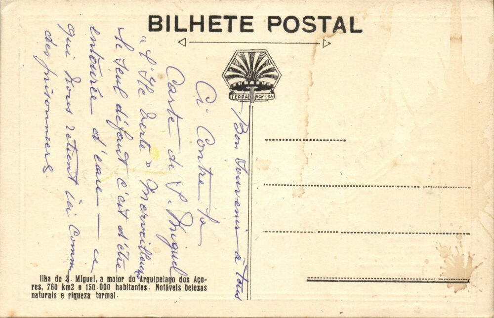 Portugal Azores Acores, Ilha de S. Miguel, MAP Postcard (1910s ...