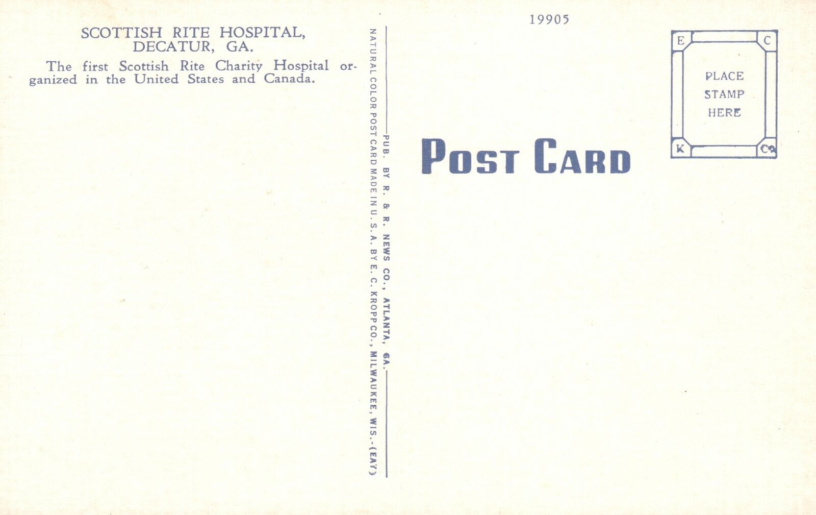 Vintage Postcard 1930's Scottish Rite Charity Hospital US Canada ...